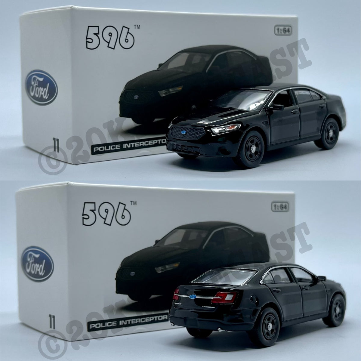596 Model 1/64 2013 Ford Police Interceptor - Blank Black – 20KM Diecast